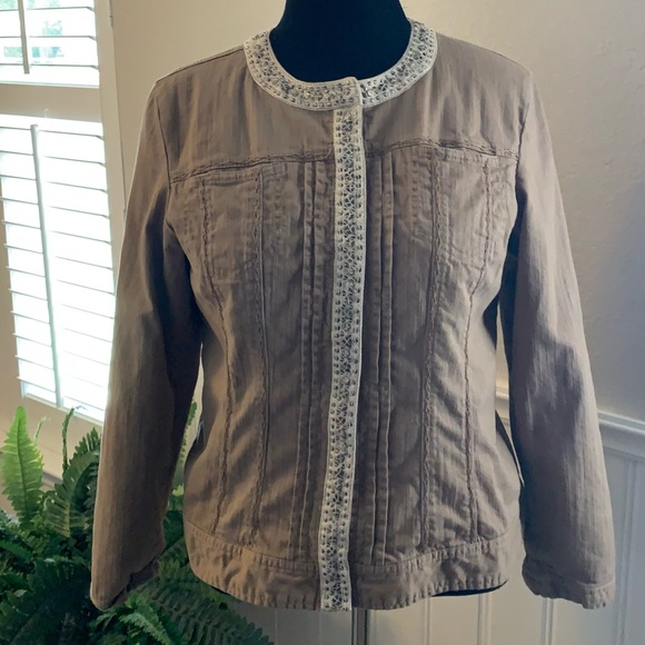 Chico's | Jackets & Coats | Chicos Tan Denim Style Jacket | Poshmark